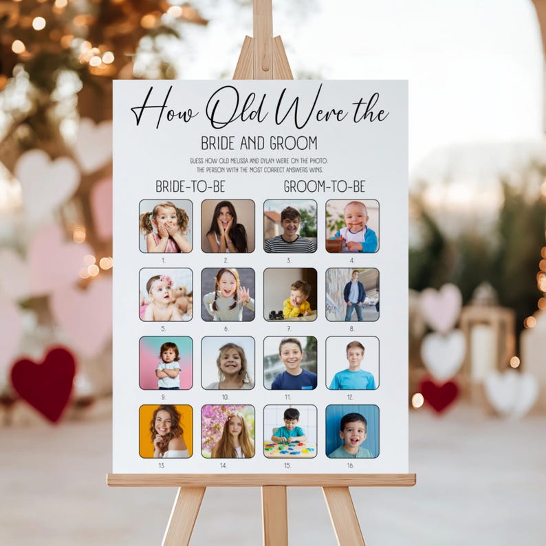 How Old Were the Bride and Groom Photo Guessing Game, Printable Bridal ...