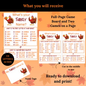 Thanksgiving "what's Your Turkey Name" Game, Fun Thanksgiving ...