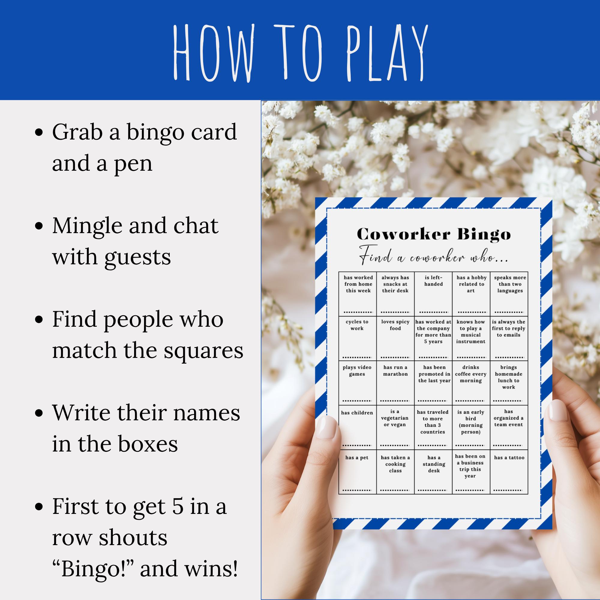 Coworker Bingo, Office Bingo Game, Team Building Networking Activity ...