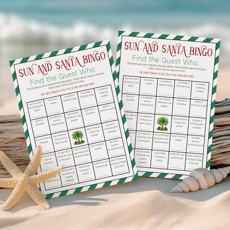 Christmas in July Bingo Game, Printable & Editable Holiday Party Game ...