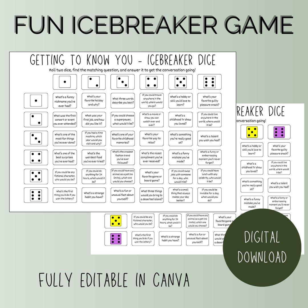 Ultimate Editable Icebreaker Game, Getting to Know You, Perfect for Any ...