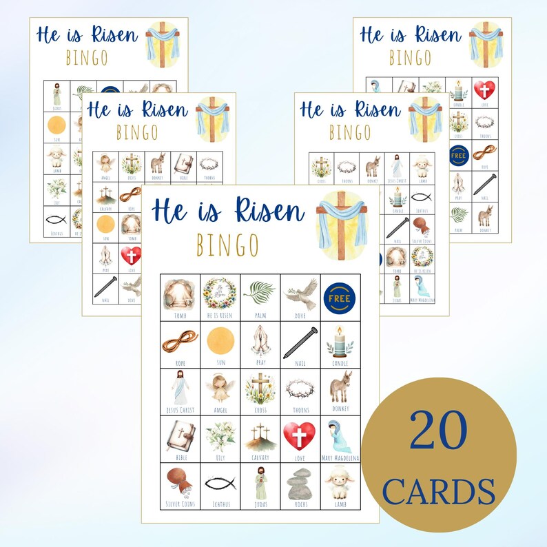 Resurrection Bingo Cards, Printable Easter Bingo, Christian Family Game ...