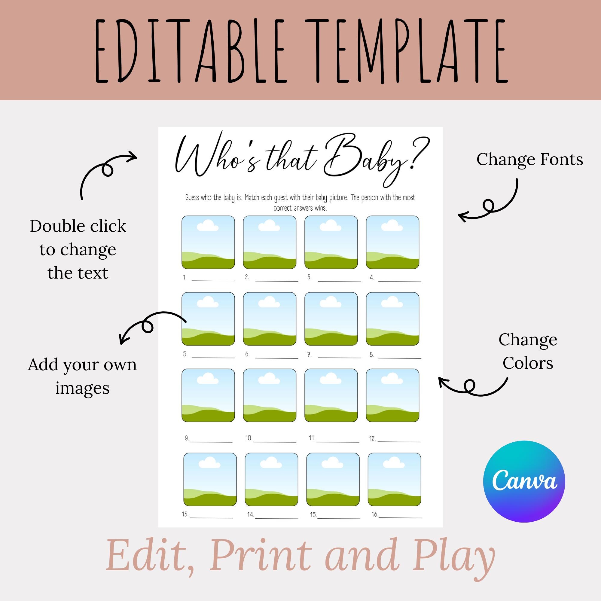 Who's That Baby Photo Game, Printable Guess Who Baby Shower Game ...