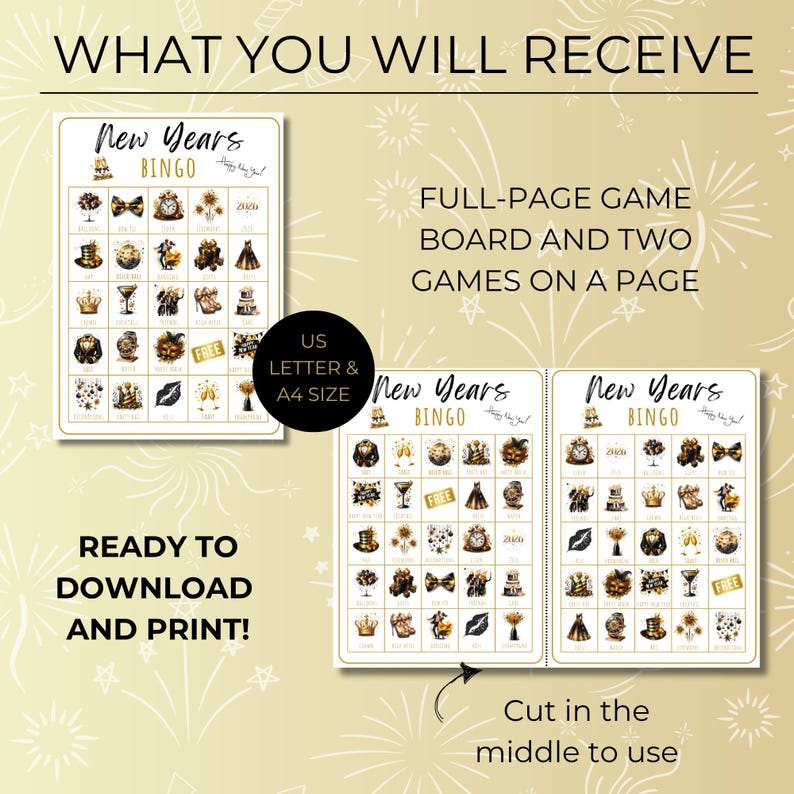 New Year's Eve Bingo, 30 Printable Cards, Fun NYE Game for Kids ...