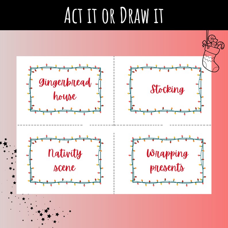 Christmas Charades, Family Game, Christmas Pictionary, Holiday Kids ...