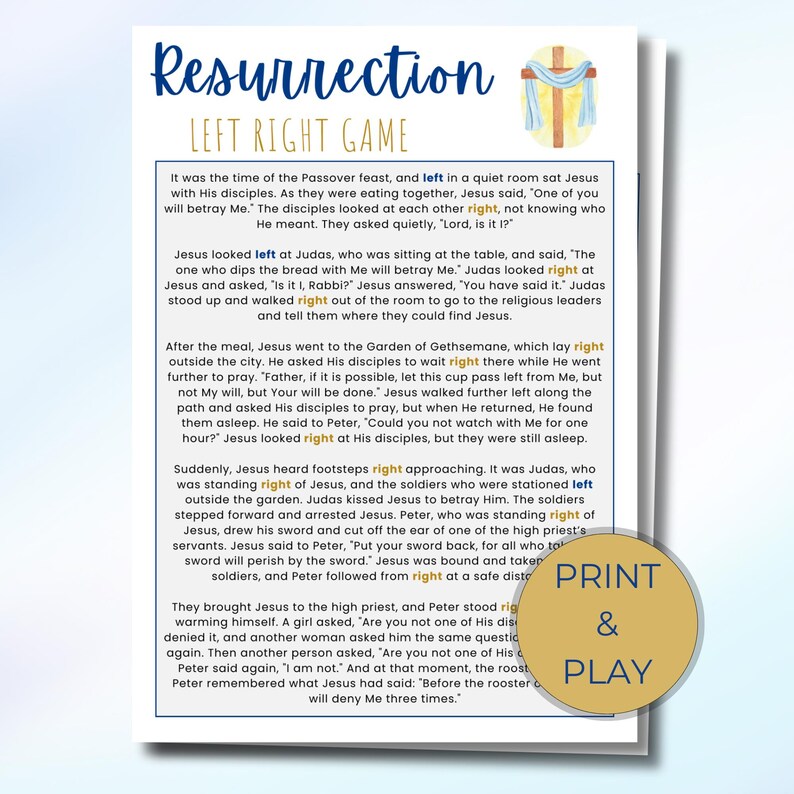 Left Right Easter Game, Printable Bible Activity, Fun Family ...