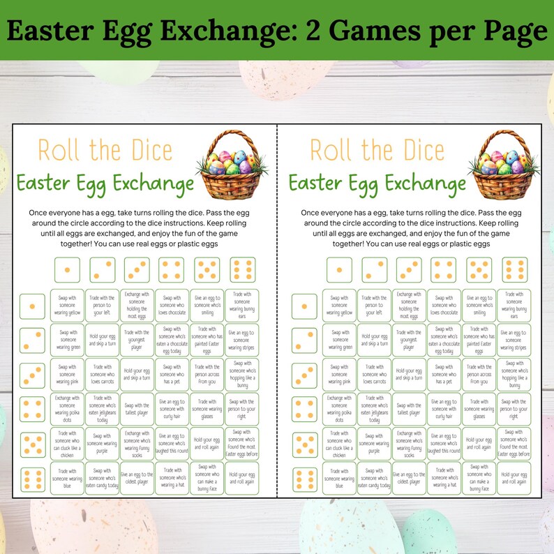 Easter Egg Exchange Dice Game, Printable and Editable Easter Activity ...