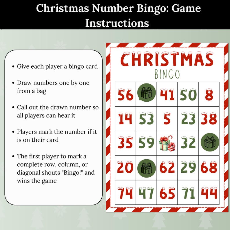 Christmas Number Bingo - 50 Christmas Bingo Cards, Fun Christmas Games ...