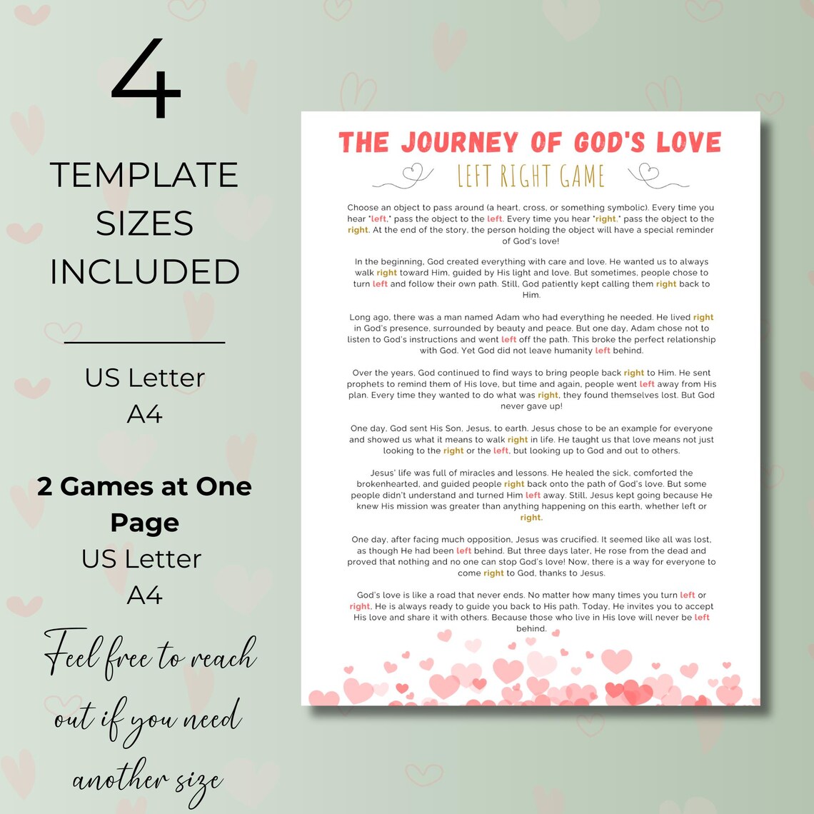 Left Right Valentine Game, Christian Activity, Fun Church Gift Exchange ...