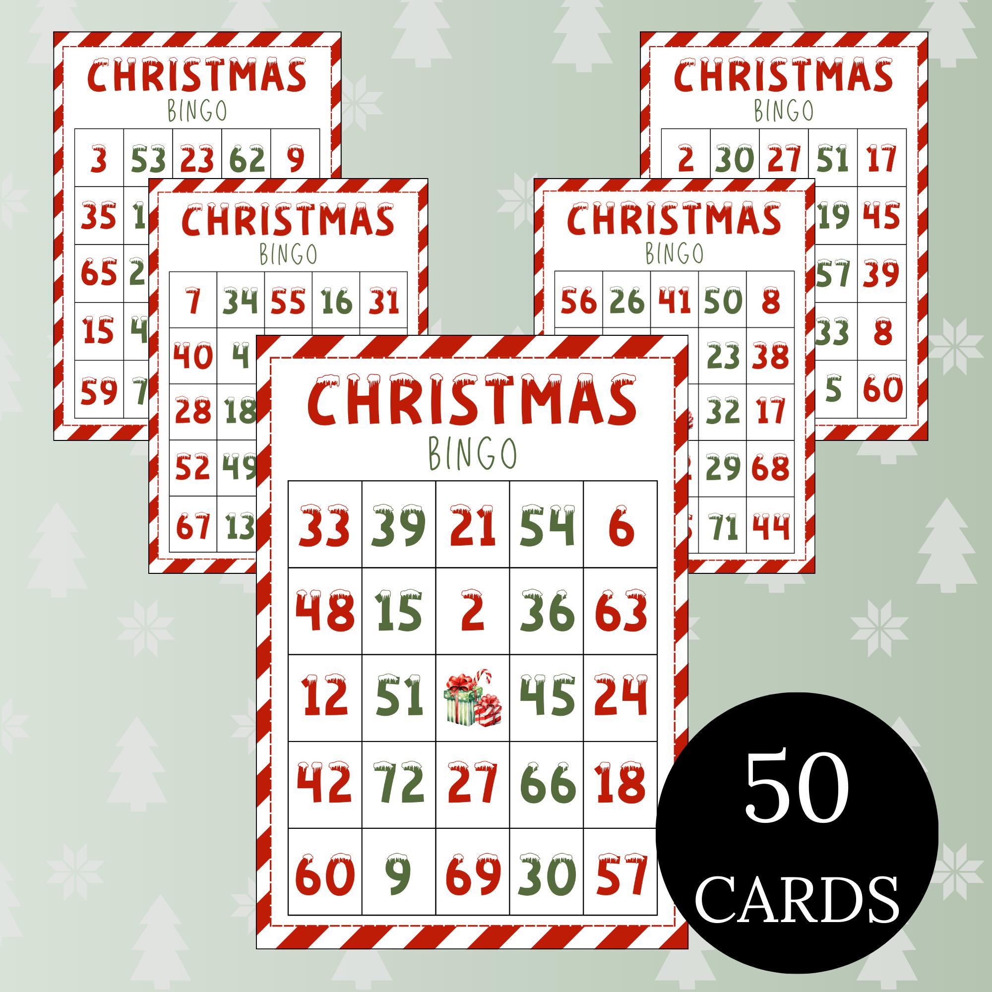 Christmas Number Bingo - 50 Christmas Bingo Cards, Fun Christmas Games ...