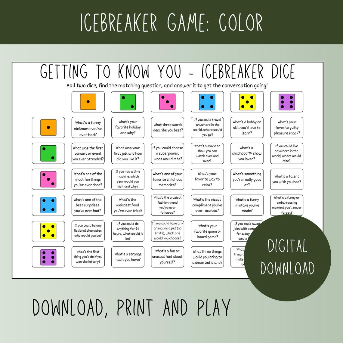 Get to Know You Icebreaker, Printable Bingo Game, Fun Team Building ...