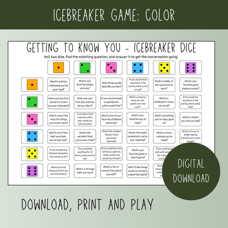 Get to Know You Icebreaker, Printable Bingo Game, Fun Team Building ...