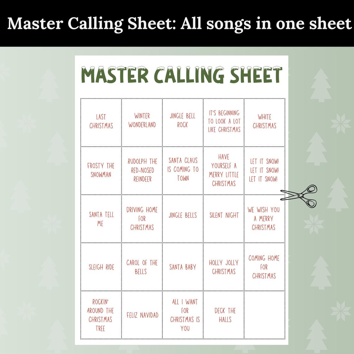 Christmas Carol Bingo Game Printable, 30 Unique Cards for Family Game ...
