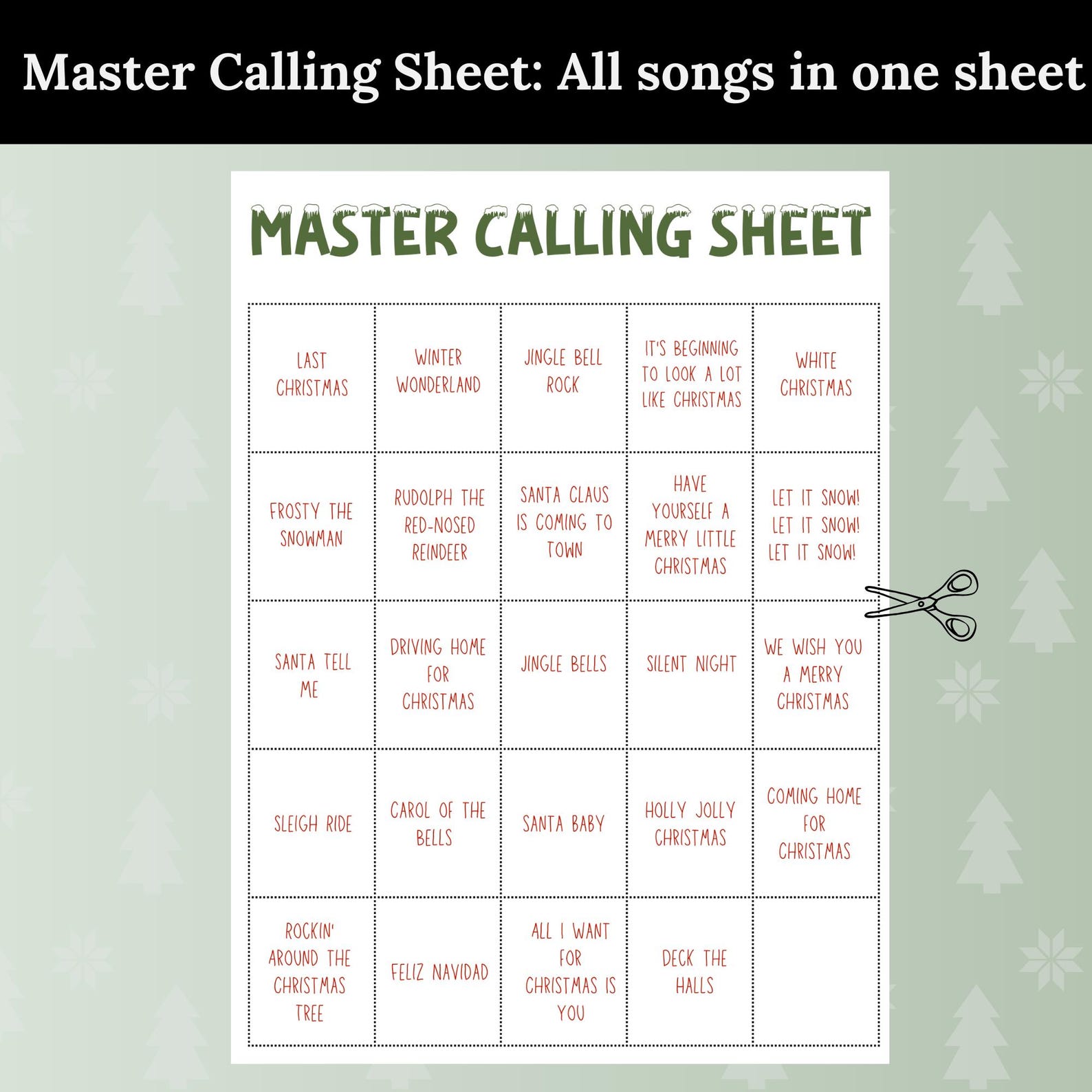 Christmas Carol Bingo Game Printable, 30 Unique Cards for Family Game ...