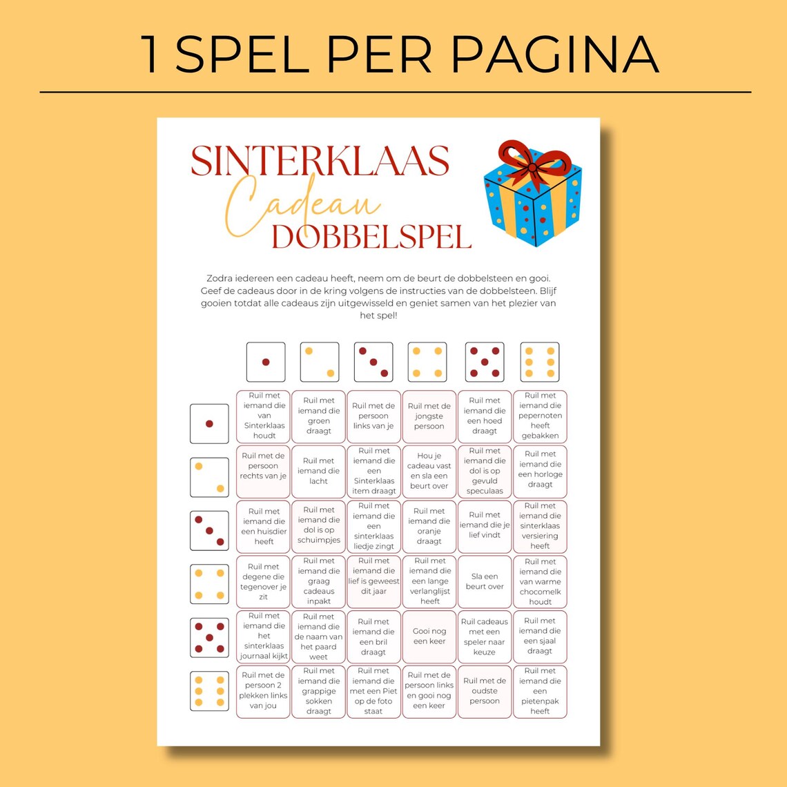 Sinterklaas Gift Exchange Dice Game, Sinterklaas Games for Children ...