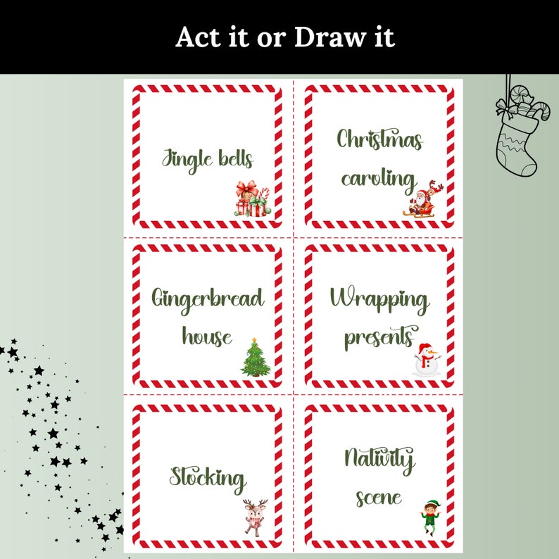 Christmas Charades, Printable Games, Christmas Pictionary, Fun ...