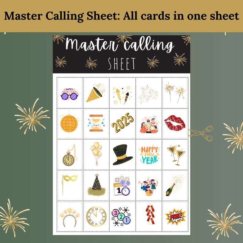 New Years Eve Bingo Cards, New Year 2025, New Years Eve Games, New ...