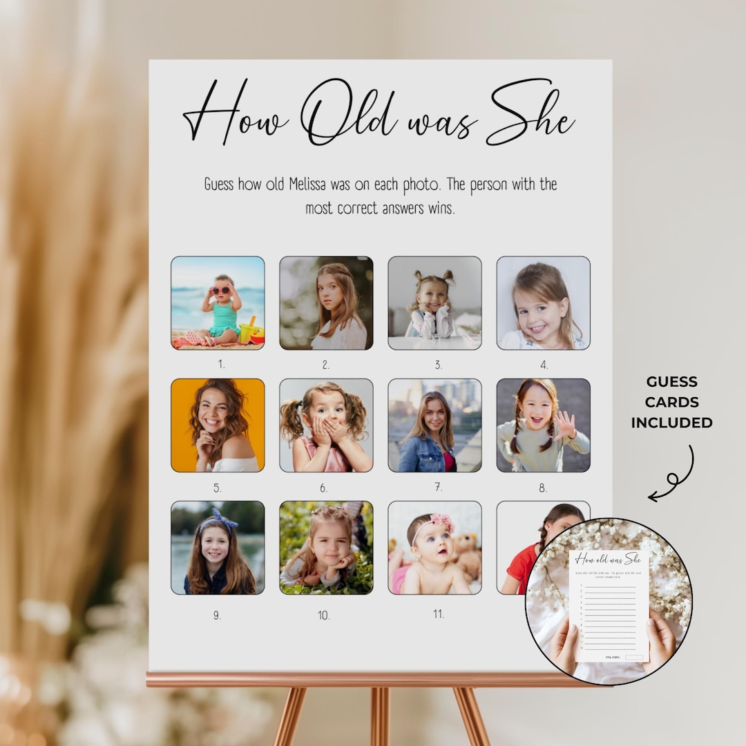 How Old Was She Bridal Shower Game, Printable Guess the Age Activity ...