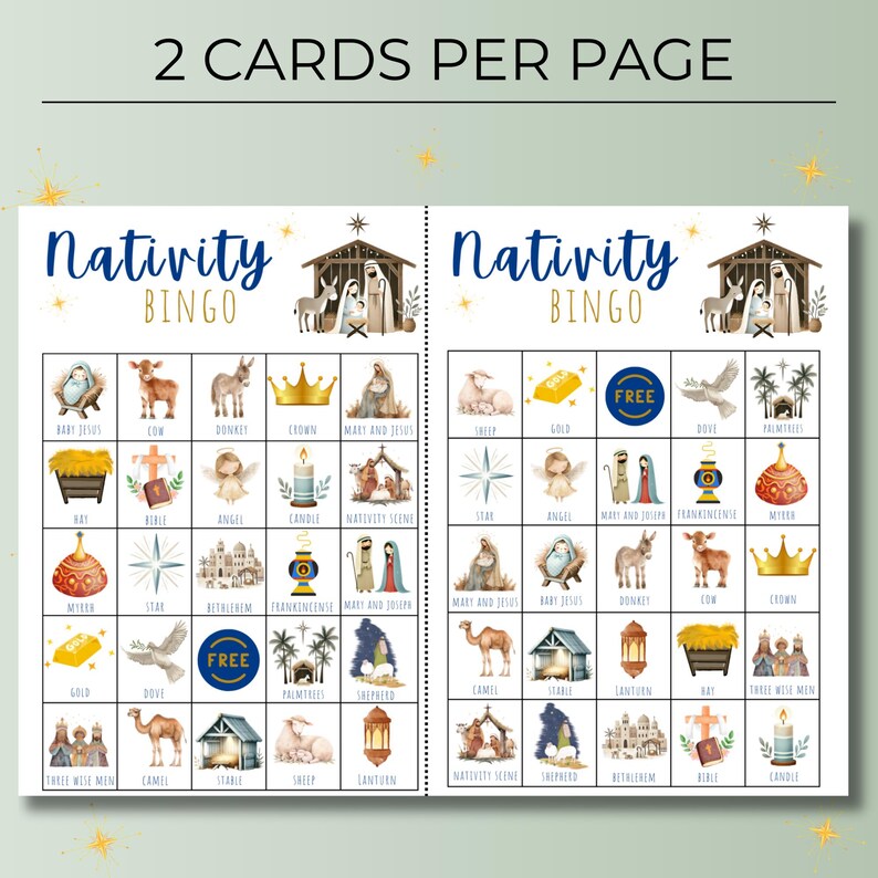 Nativity Bingo Game, 30 Printable Cards, Perfect for Church, Bible ...