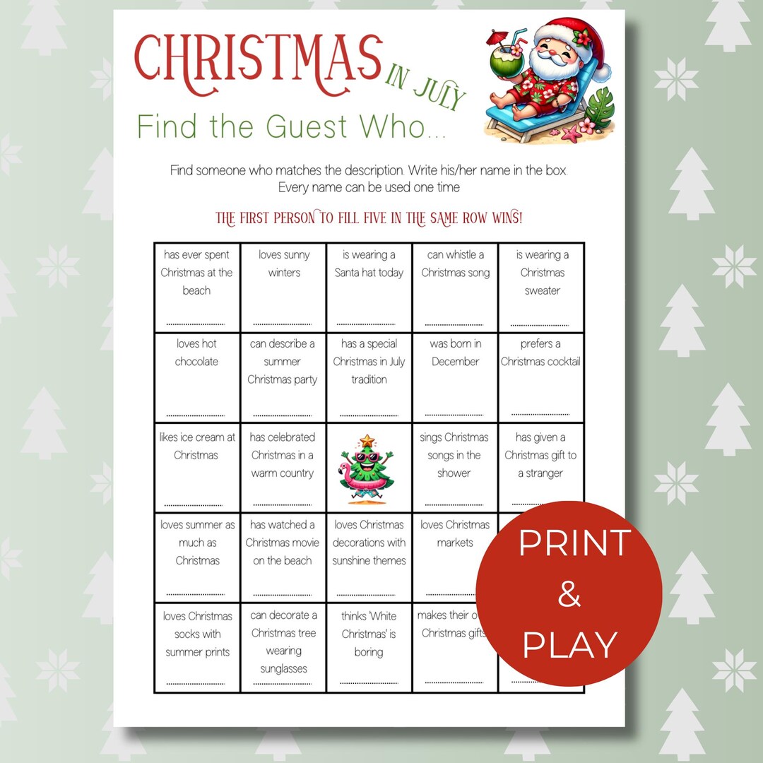 Christmas in July Bingo: Printable Icebreaker Game (editable Canva ...