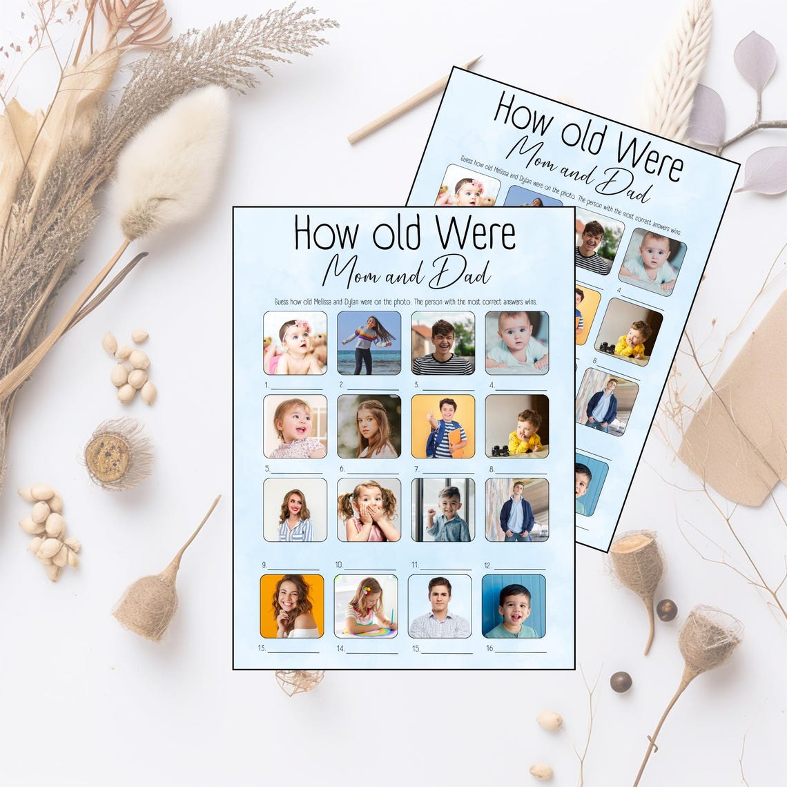 How Old Were Parents to Be Game, Fun Printable Age Guessing Game ...