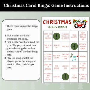 Christmas Carol Bingo Game Printable, 30 Unique Cards for Family Game ...