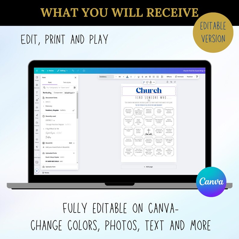 Find Someone Bingo for Youth Group, Editable and Printable Christian ...