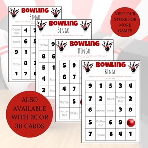 Bowling Bingo Game - 50 Printable Bingo Cards for Bowling Party Games ...