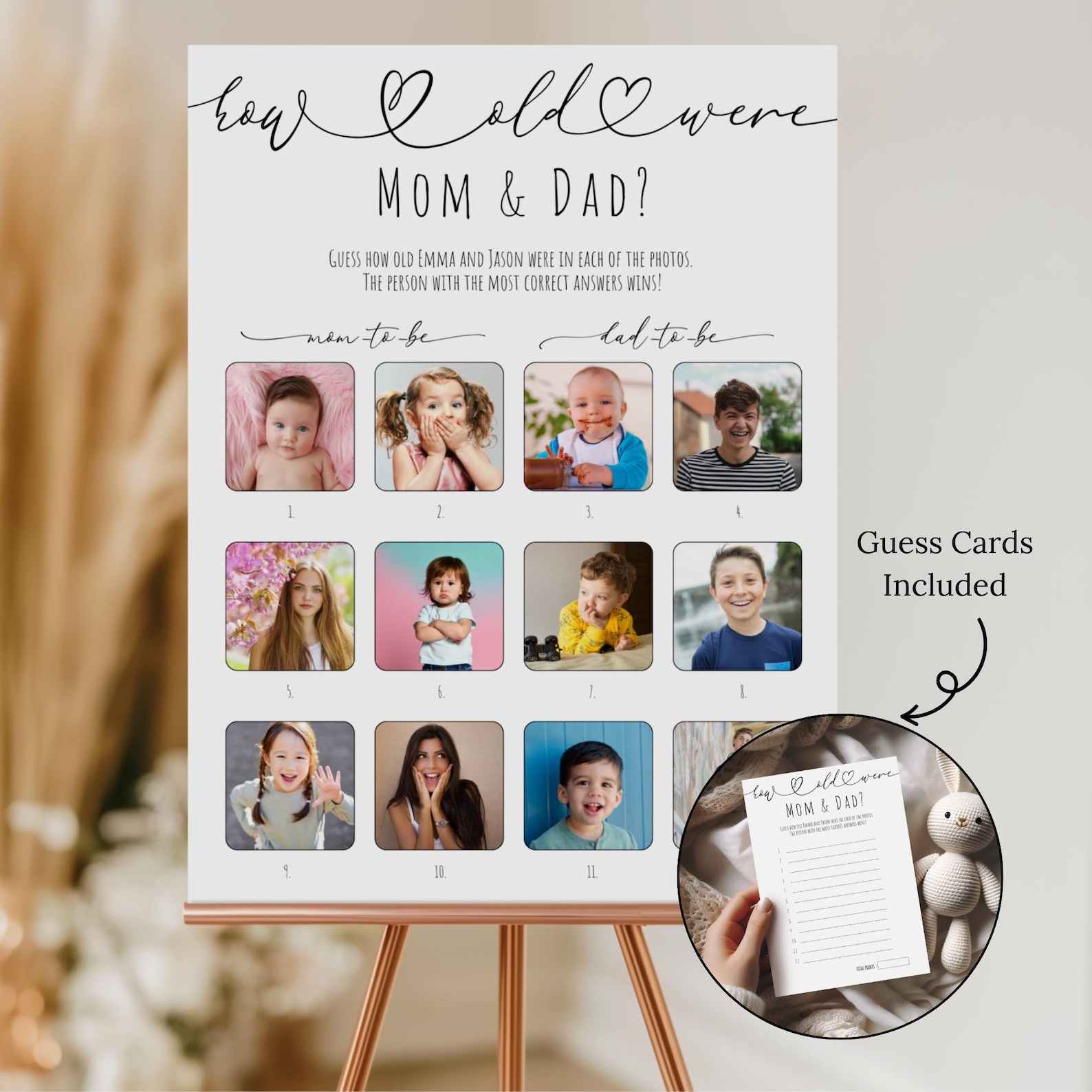 Guess the Age of Mom and Dad, Fun Baby Shower Game, Printable Guessing ...