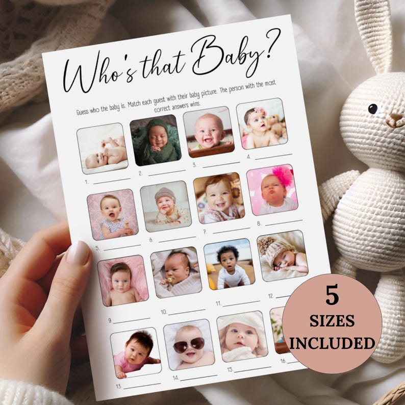 Who's That Baby Photo Game, Printable Guess Who Baby Shower Game, Editable Instant Download, Fun ...