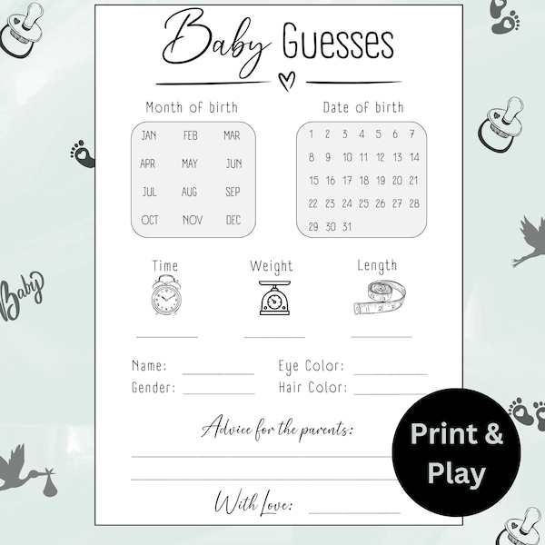 Guess Due Date - Etsy