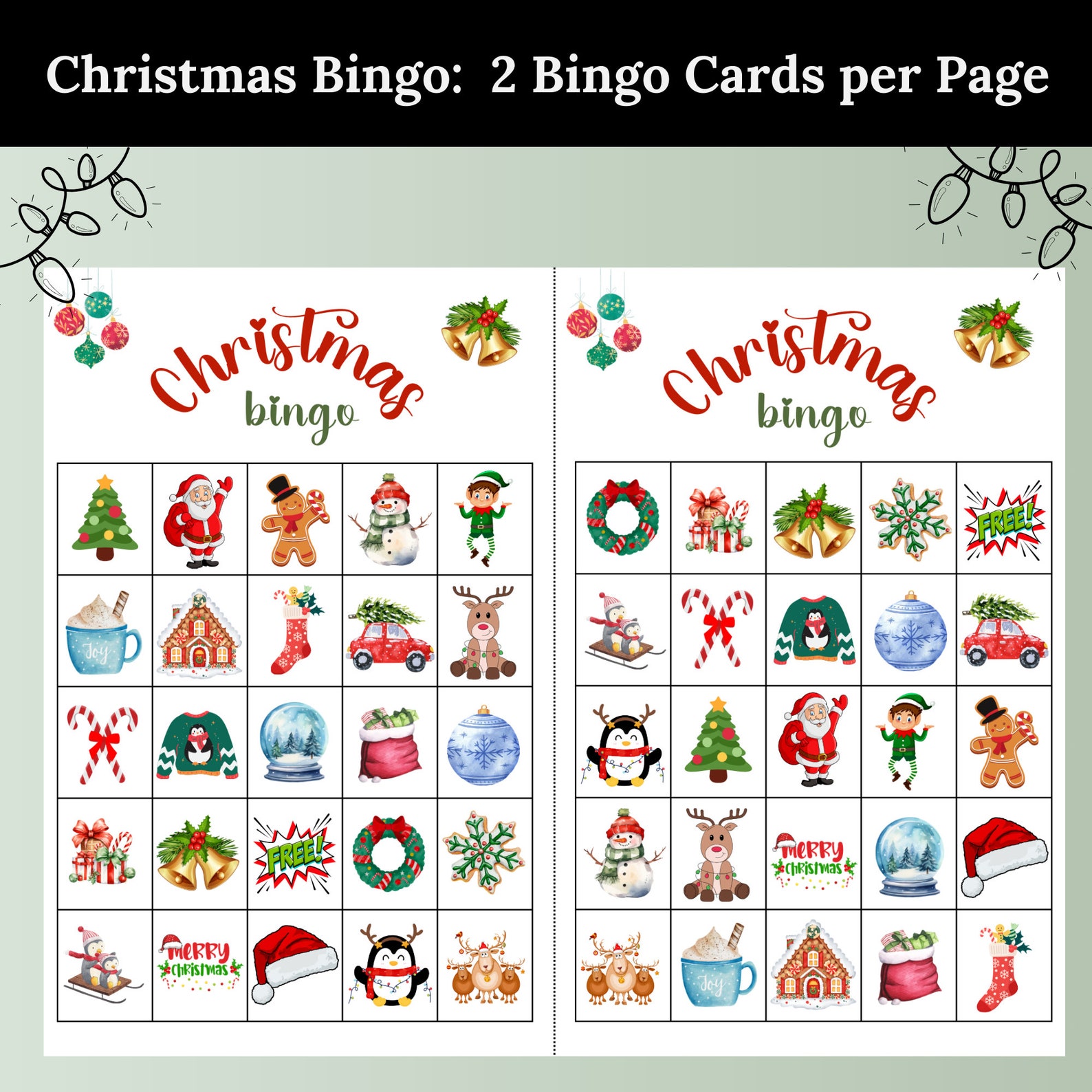 Christmas Bingo, Printable Fun Christmas Party Game, Xmas Family Games ...