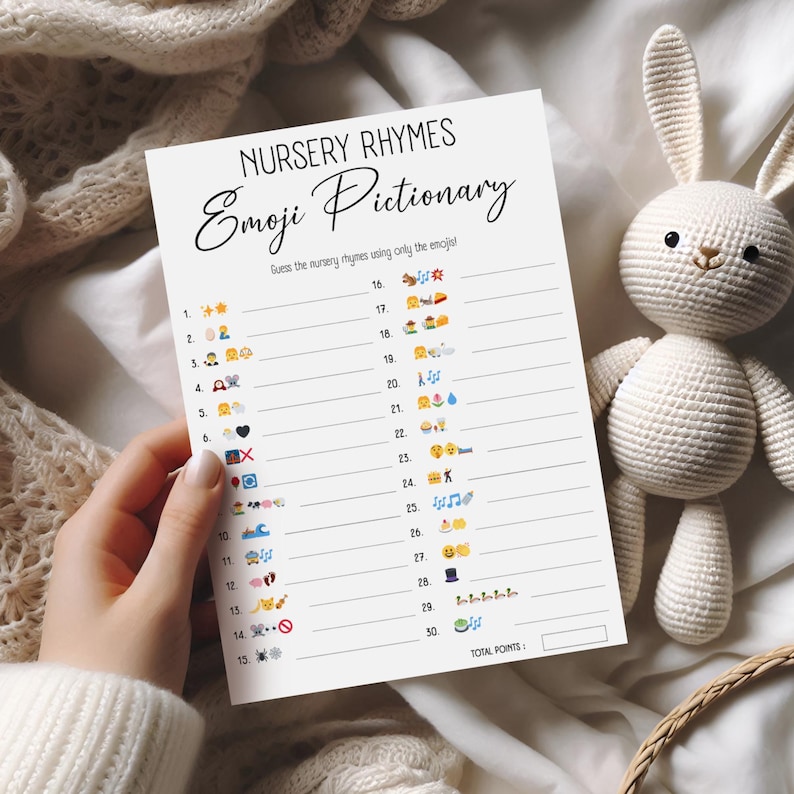 Baby Shower Emoji Game, Interactive Nursery Rhyme Pictionary, Fun ...