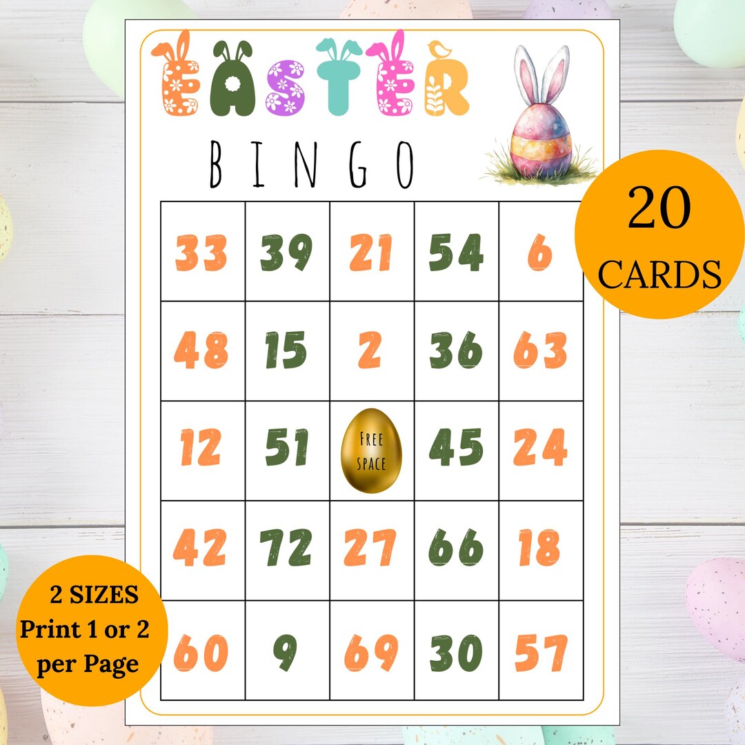 20 Easter Number Bingo Cards, Printable Game for Kids, Fun Classroom ...