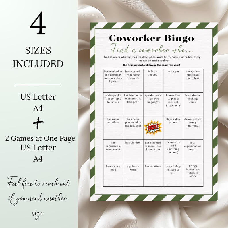 Coworker Bingo Printable – Ice Breaker, Get to Know You, Find Someone ...