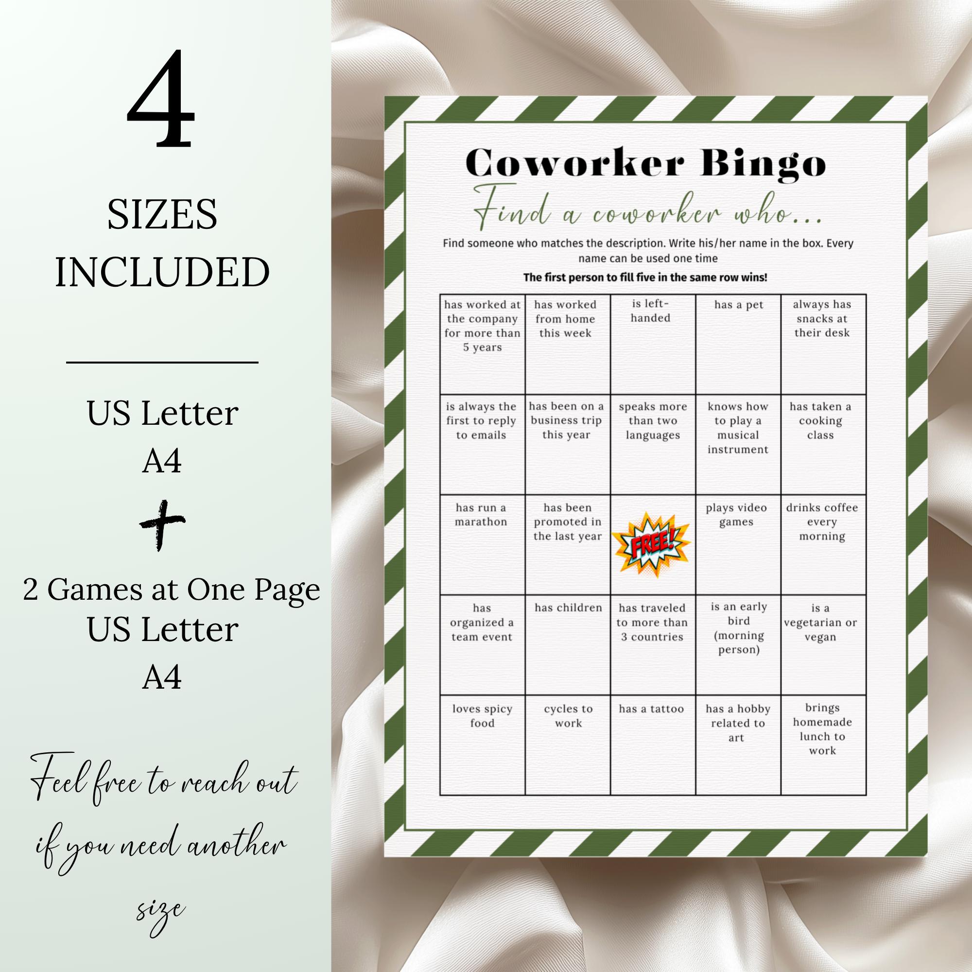 Coworker Bingo Printable – Ice Breaker, Get to Know You, Find Someone ...