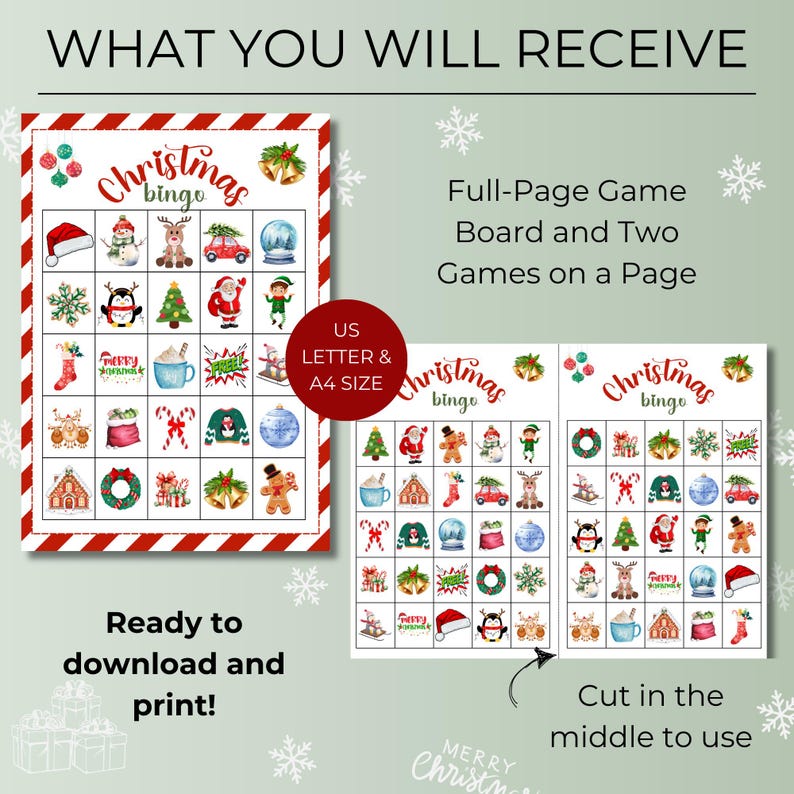 Christmas Bingo, Printable Fun Christmas Party Game, Xmas Family Games ...