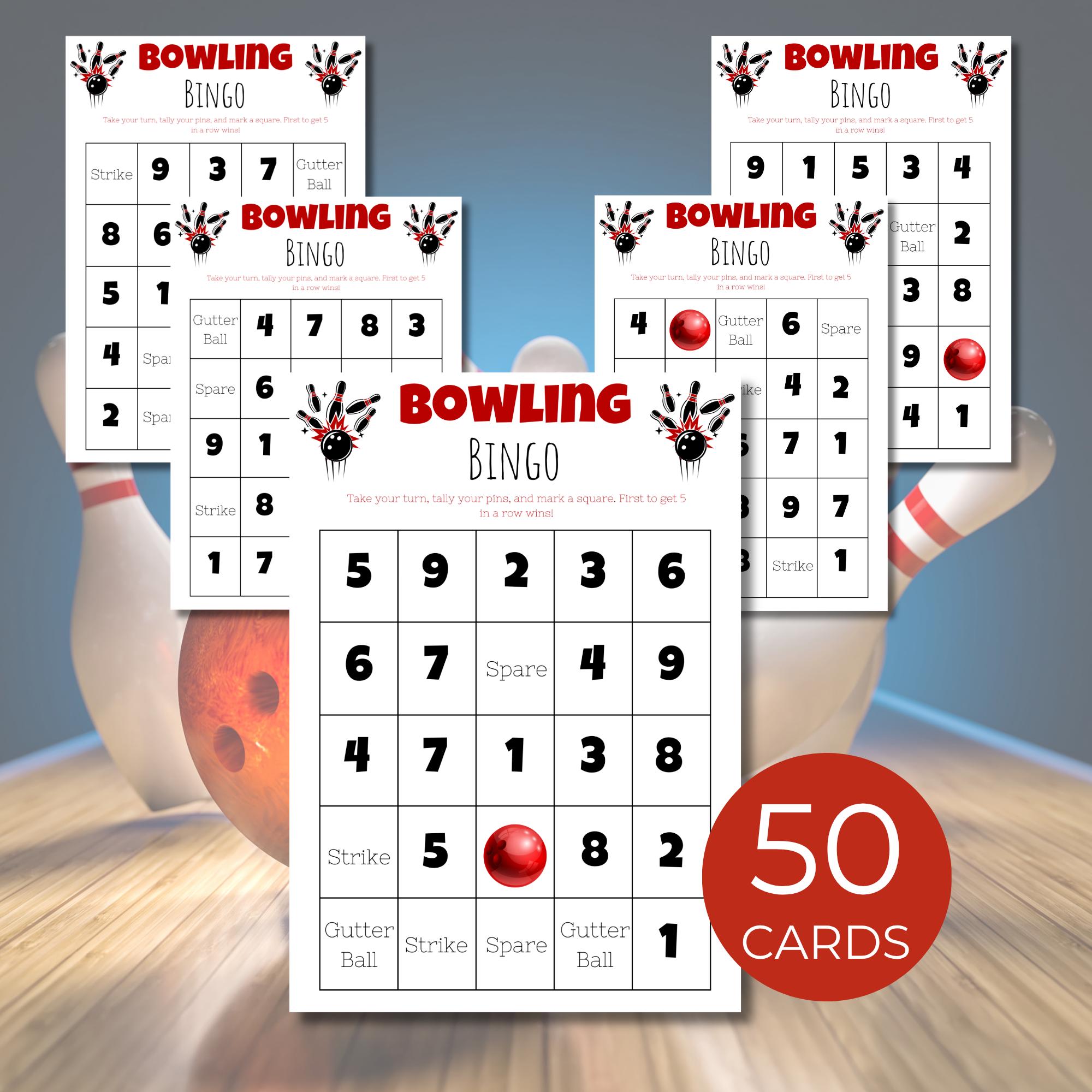 Bowling Bingo, 50 Printable Bingo Cards for Kids, Fun Bowling Party ...