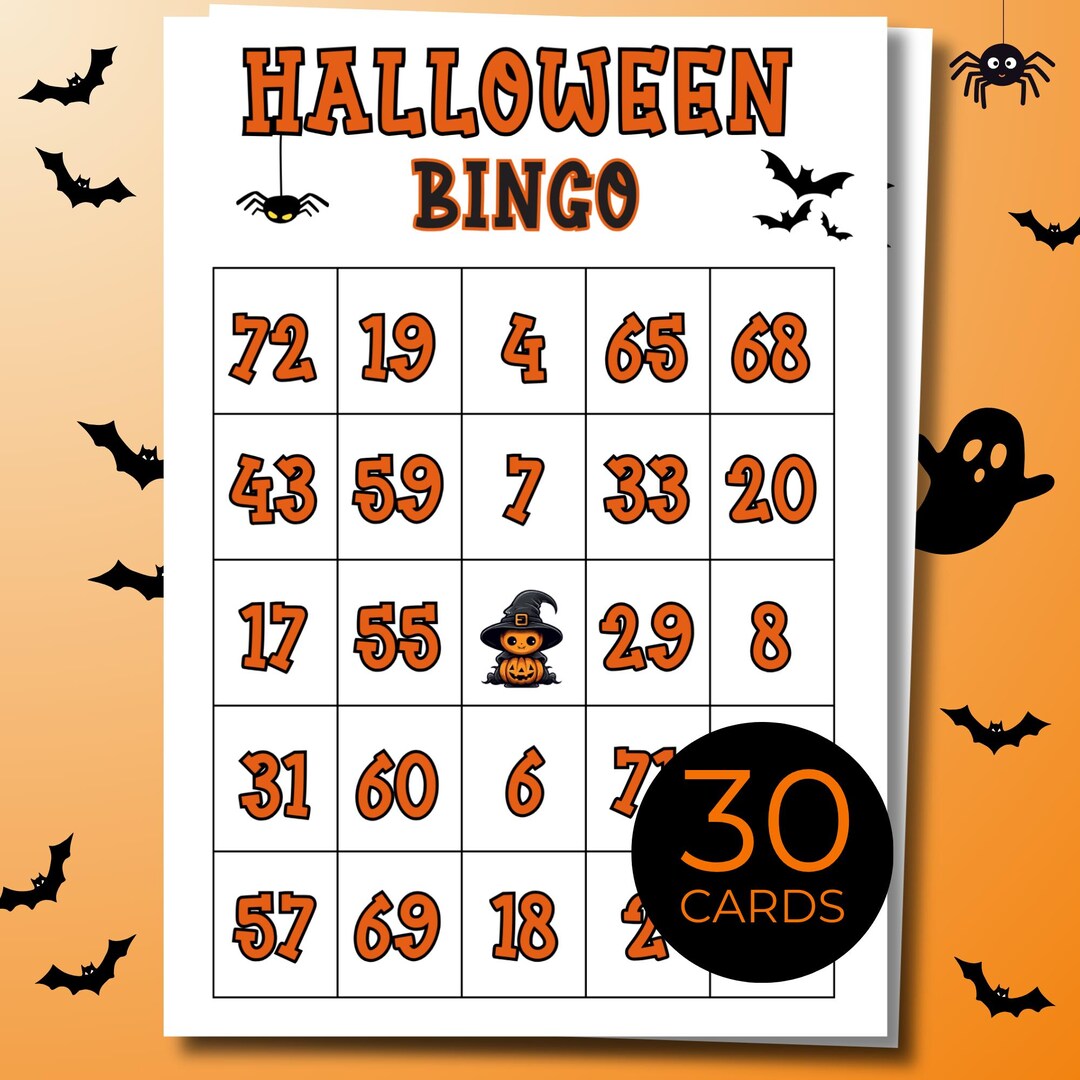 Printable Halloween Number Bingo for Kids, Fun Party Game, Instant ...