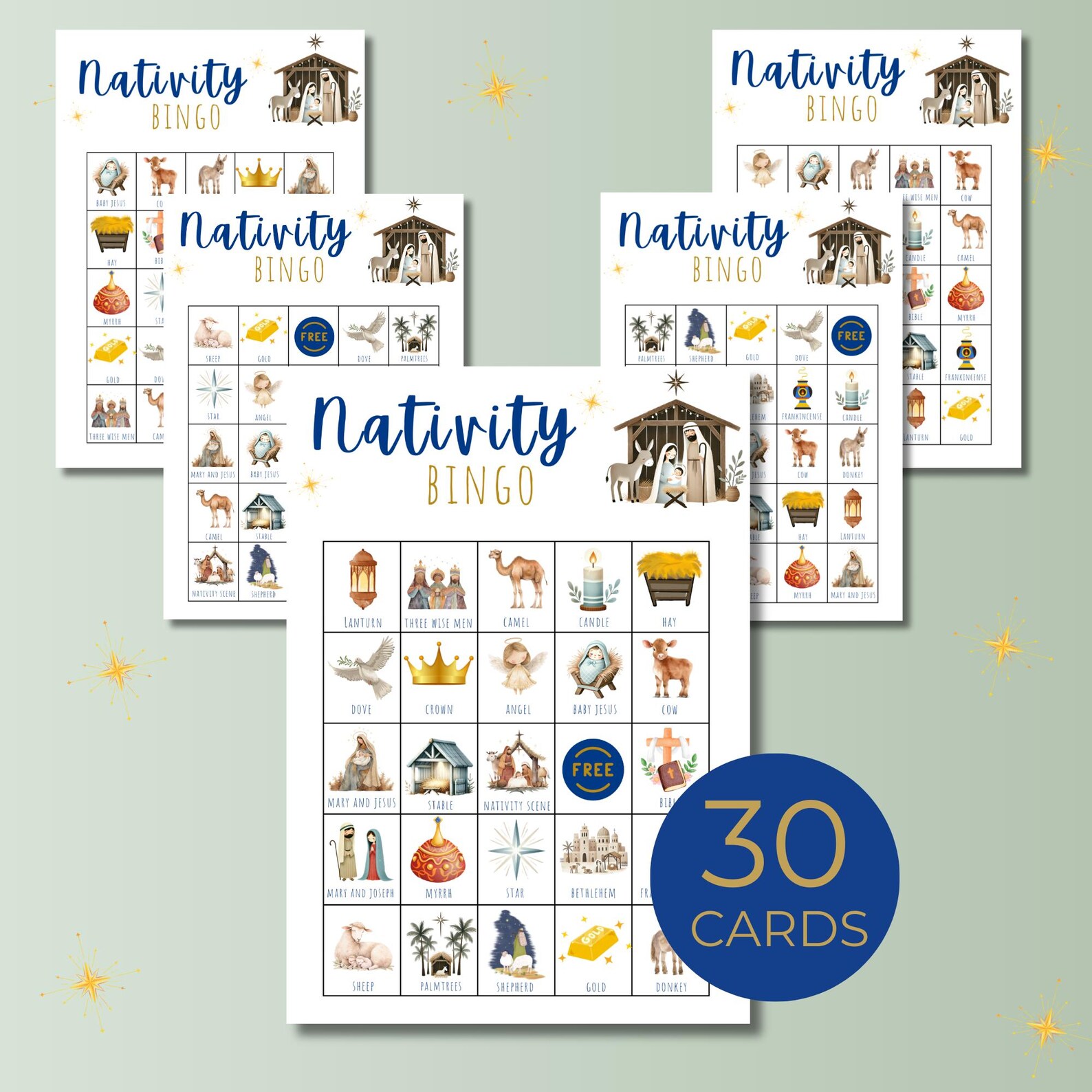 Nativity Bingo Game, 30 Printable Cards, Perfect for Church, Bible ...
