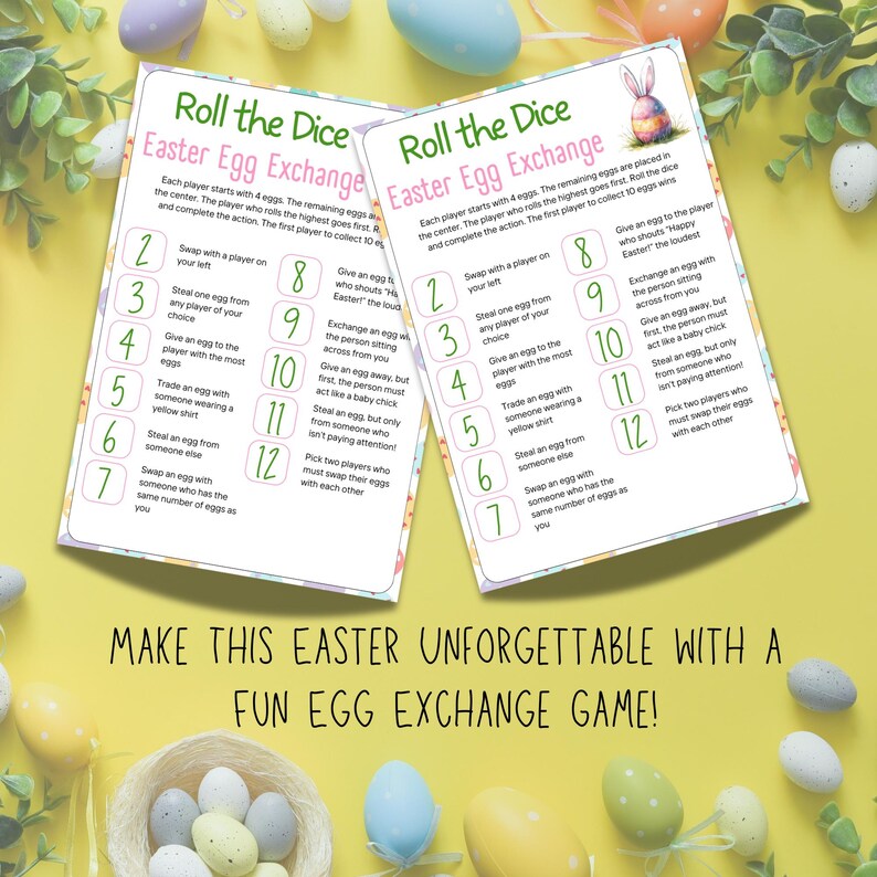 Easter Egg Exchange Game, Fun Printable Easter Dice Game, Easter Party ...