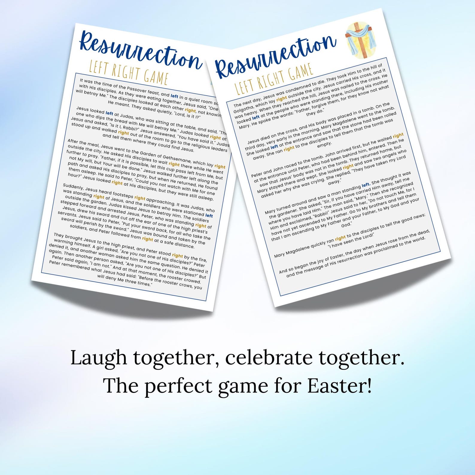 Left Right Easter Game, Printable Bible Activity, Fun Family ...