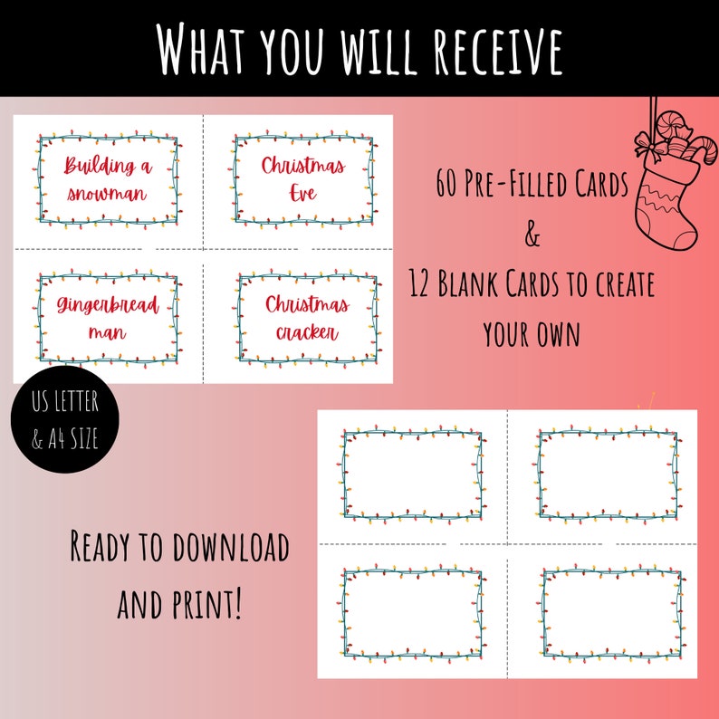 Christmas Charades, Family Game, Christmas Pictionary, Holiday Kids ...