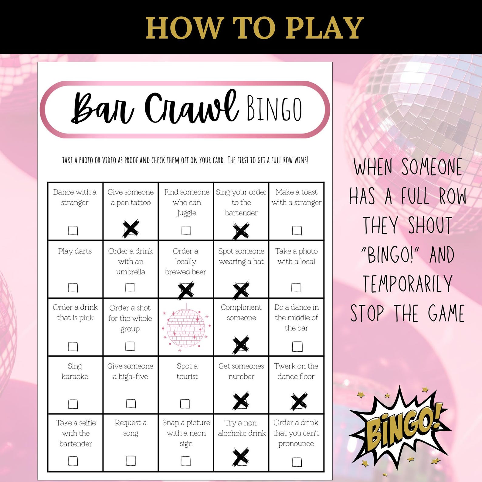 Bar Crawl Bingo - Printable & Editable Pub Crawl Game | Fun Bar Crawl ...