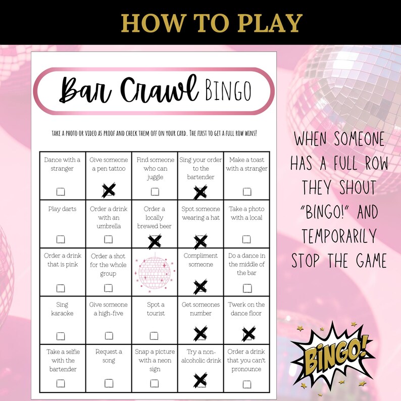 Bar Crawl Bingo - Printable & Editable Pub Crawl Game | Fun Bar Crawl ...