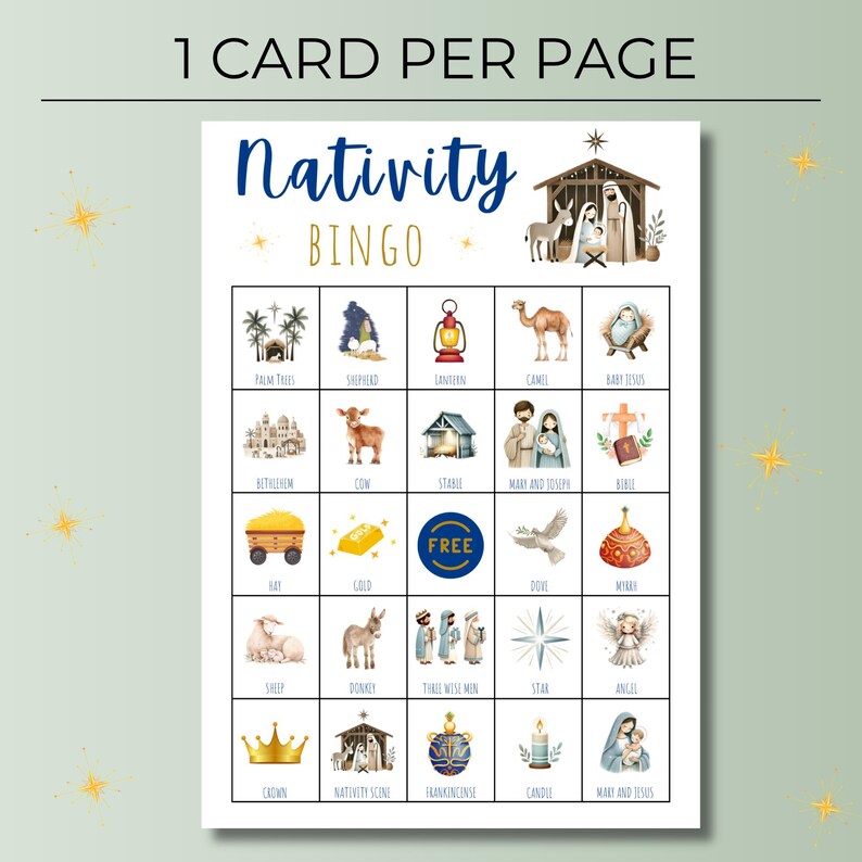 Nativity Bingo Game, 30 Printable Cards, Perfect for Church, Bible ...