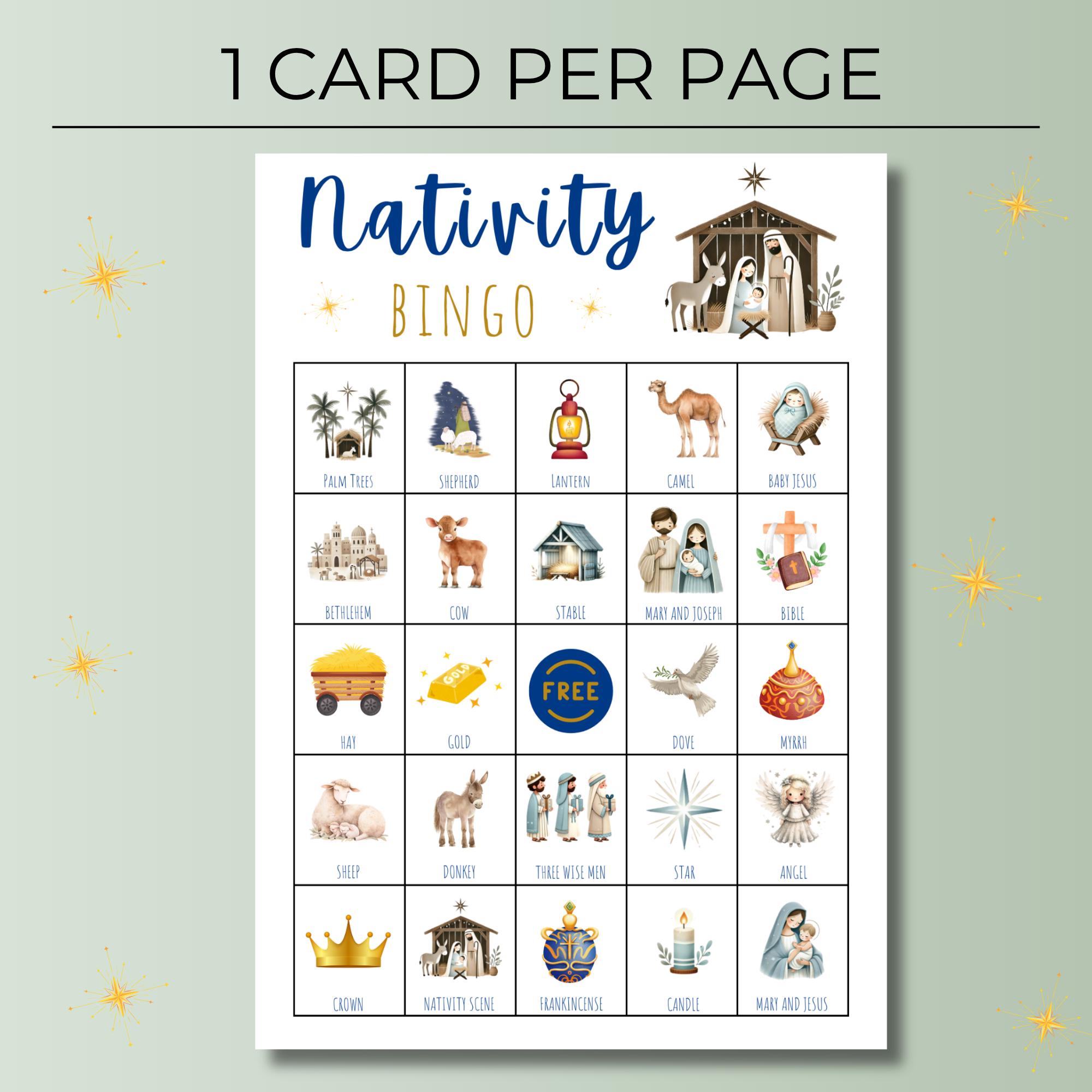 Nativity Bingo Game, 30 Printable Cards, Perfect for Church, Bible ...