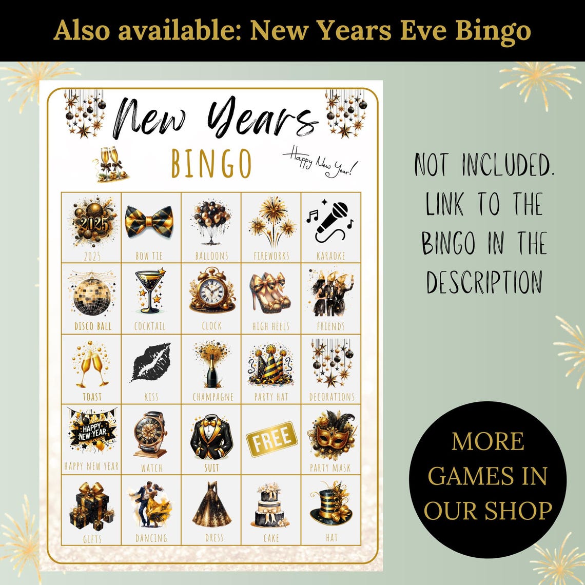 Find the Guest New Years Eve Bingo - Printable and Editable NYE ...