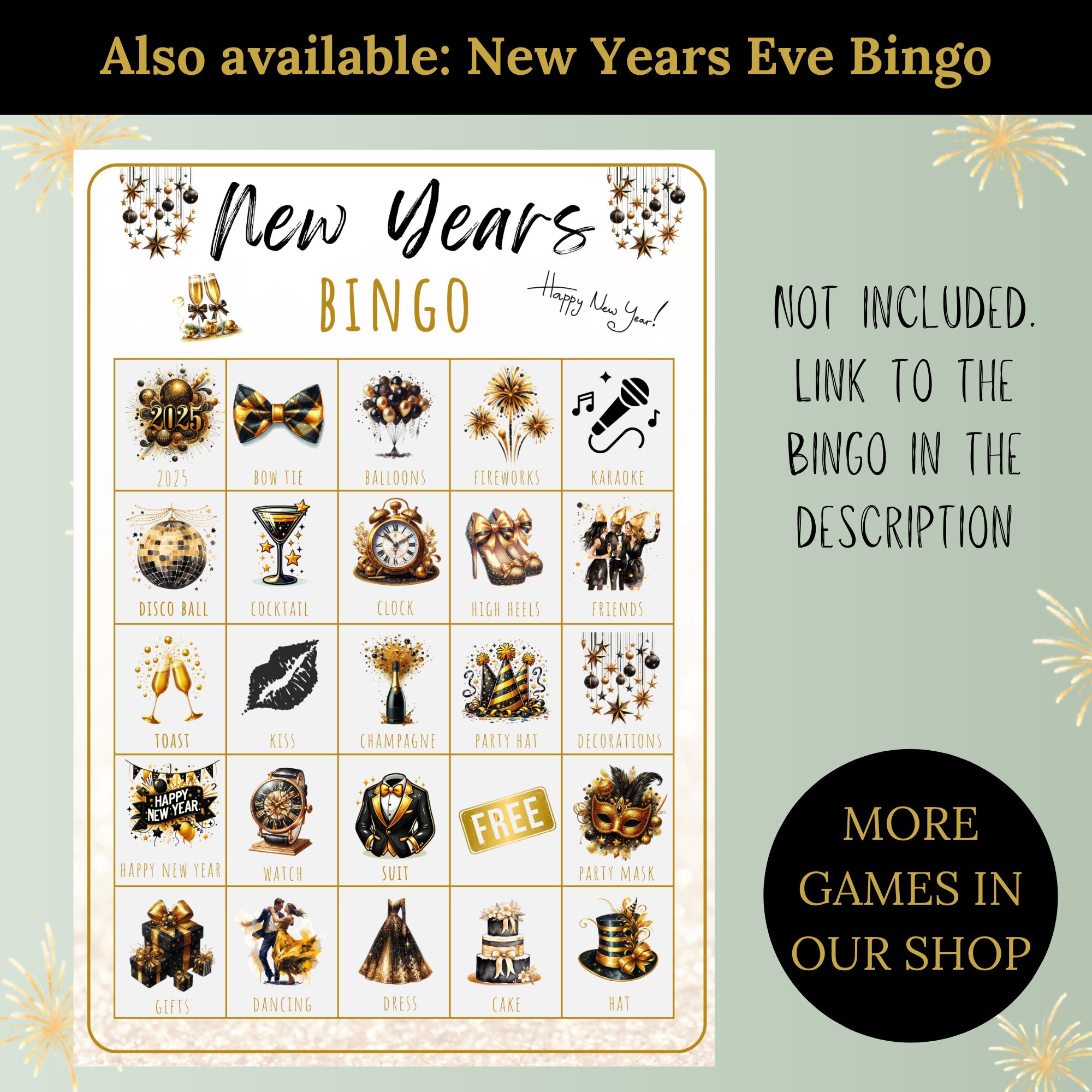 Find the Guest New Years Eve Bingo - Printable and Editable NYE ...