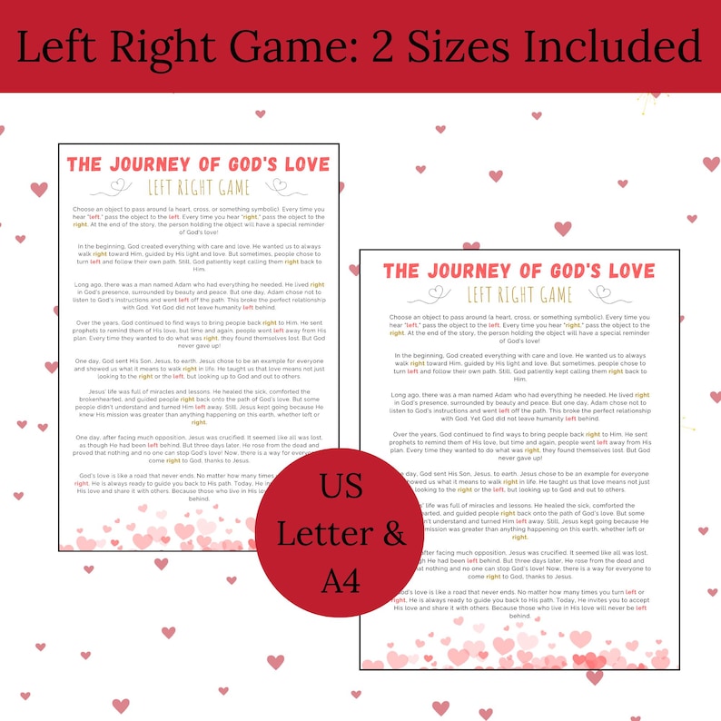 Left Right Valentine Game, Sunday School Game, Fun Printable Gift ...